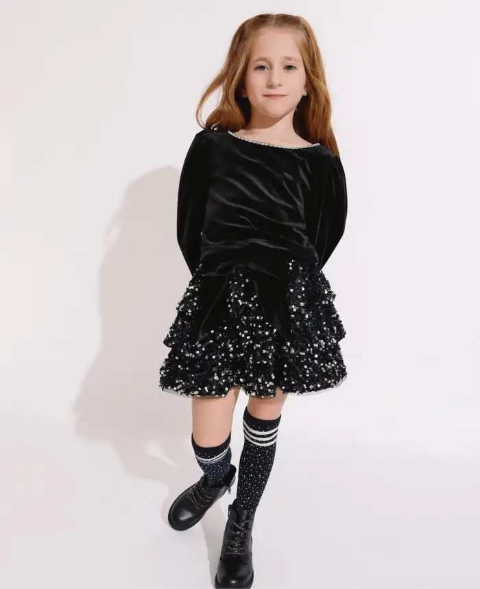 Velvet Bow Party Set For Girls | Togs Moments